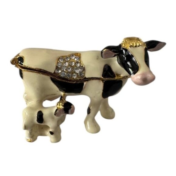 Accents | Cow Trinket Box With Rhinestone Accents Hinged Lid New | Poshmark